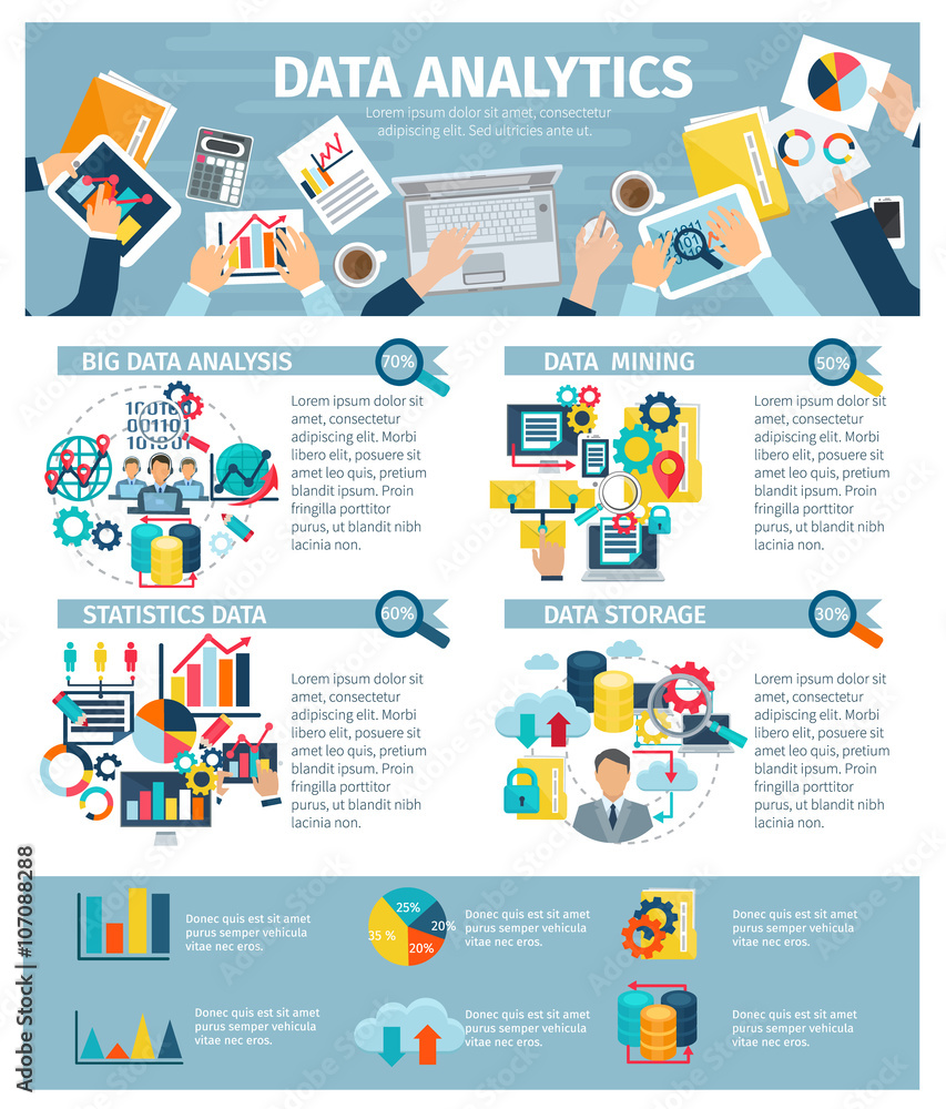 Data Analytics Infographic Elements Flat Poster Stock Vector | Adobe Stock