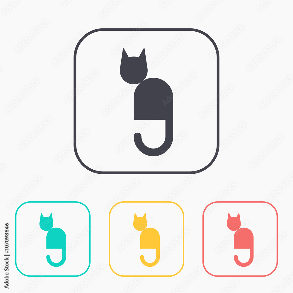 Sitting cat symbol color icon set Stock Vector | Adobe Stock