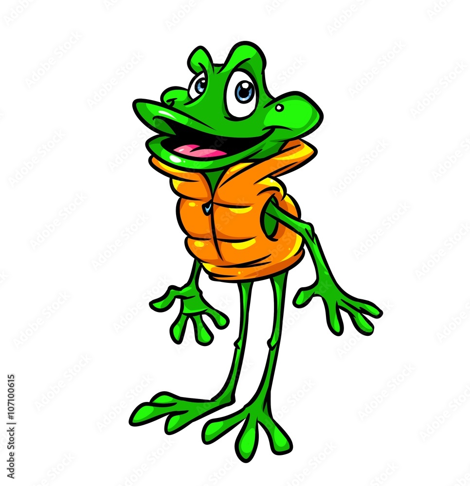 Frog vest beach lifeguard cartoon illustration isolated image animal ...