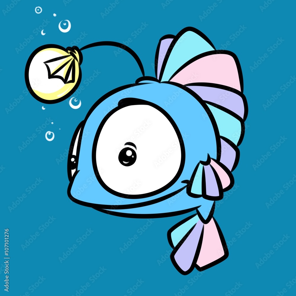 Fish lamp cartoon illustration animal character Stock Illustration ...