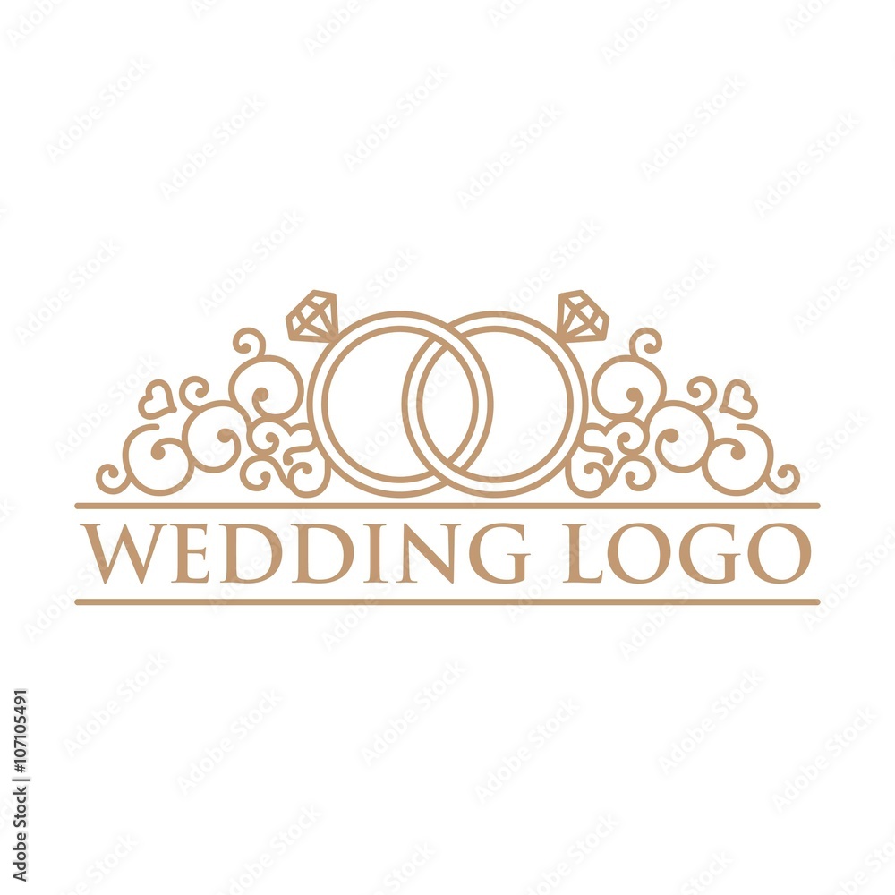 Love And Ring Line Art Wedding Logo Stock Vector | Adobe Stock