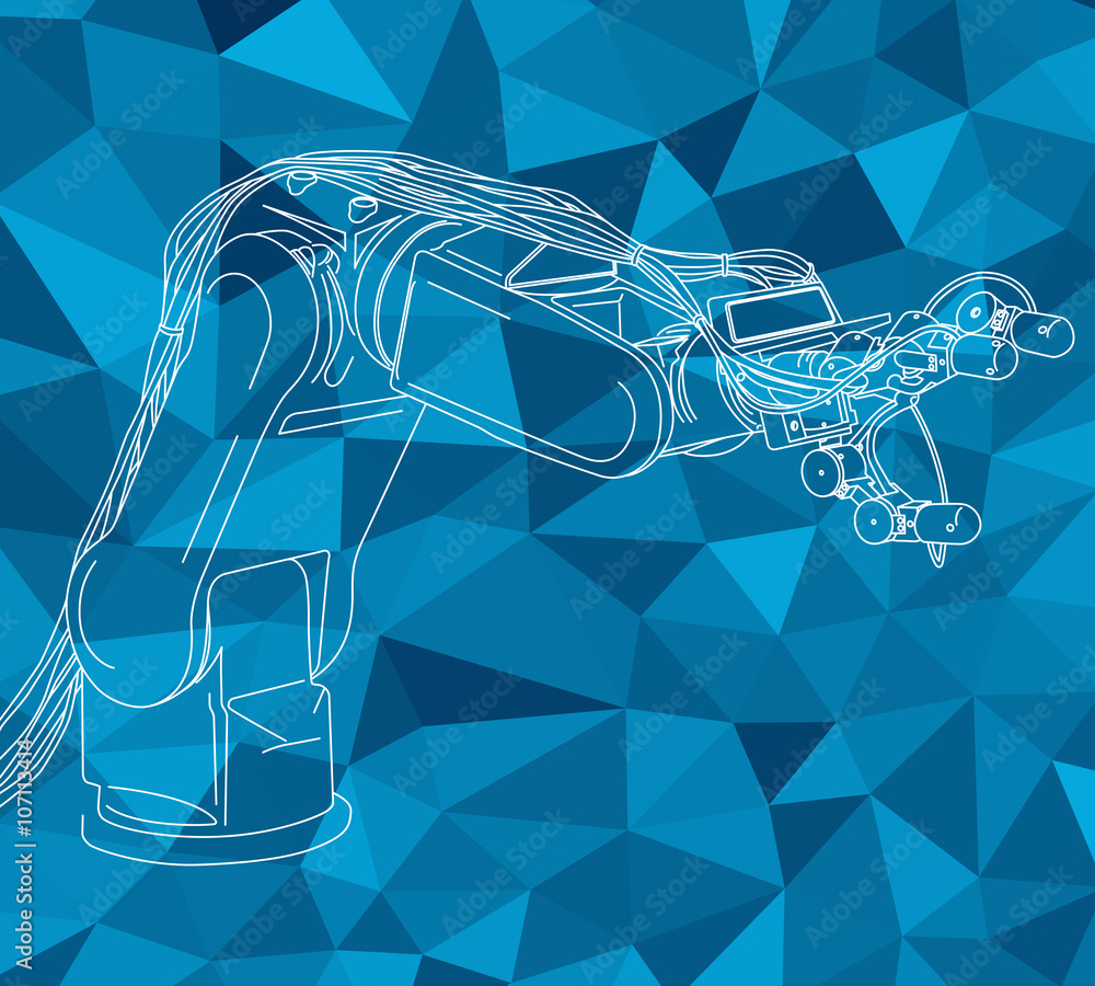 robot arm, industrial machinery, abstract image, line drawing ...