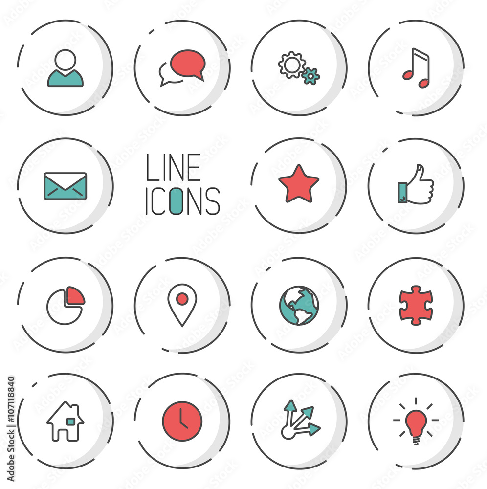 Vector Modern circle thin line icon collection Stock Vector | Adobe Stock