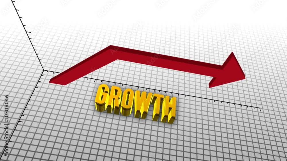 3D animation business graph diagram showing rapid growth with camera ...