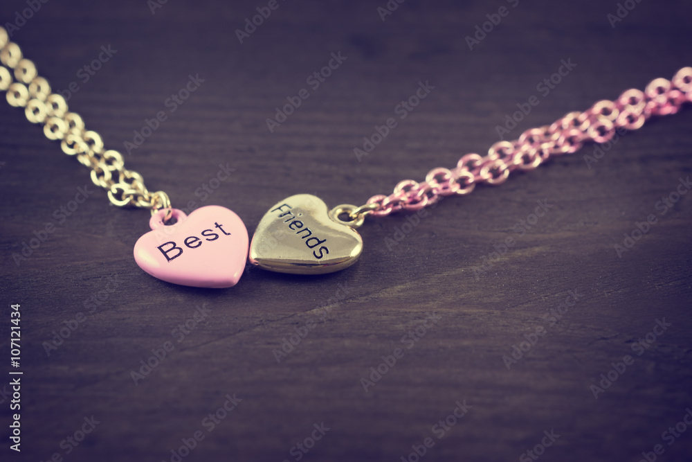 Concept for friendship, heart shapes with best friend words written on ...
