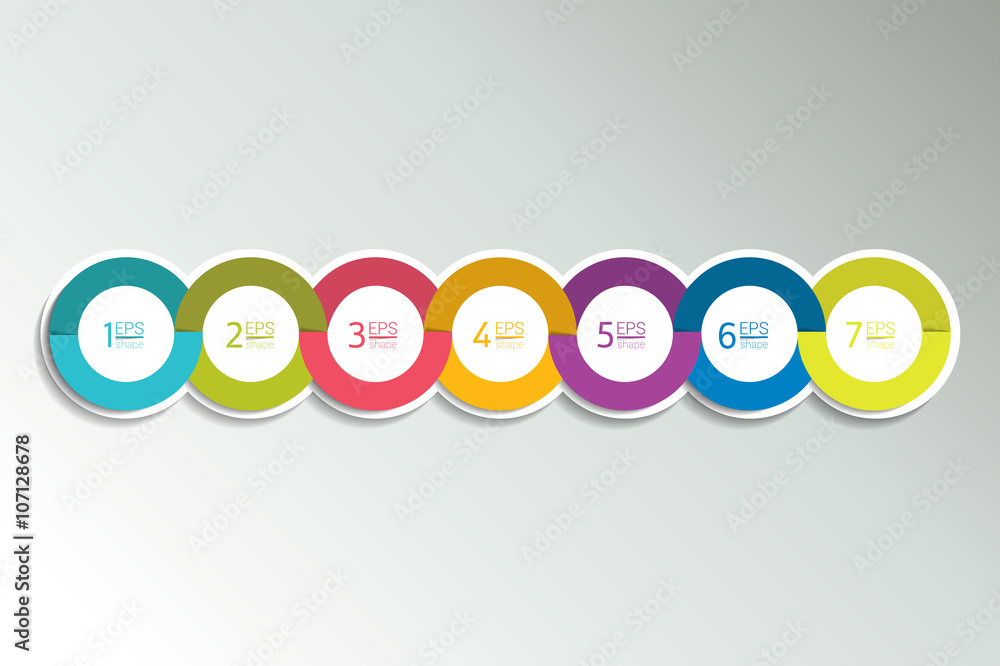 Seven business elements banner, template. 7 steps design, chart ...