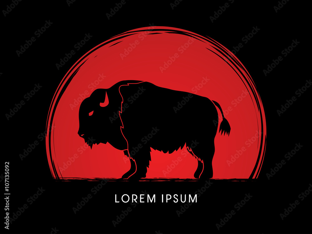 Buffalo designed on sunset background graphic vector Stock Vector ...