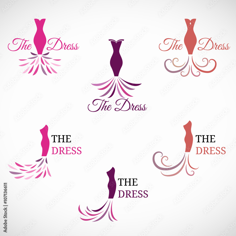 The woman dress logo vector set design Stock Vector | Adobe Stock