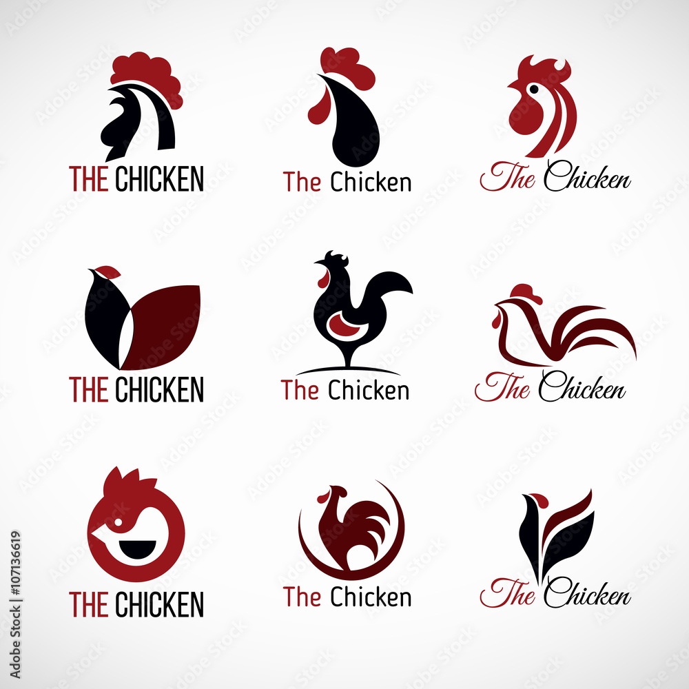 Black red and brown Chicken logo vector set design Stock Vector | Adobe ...