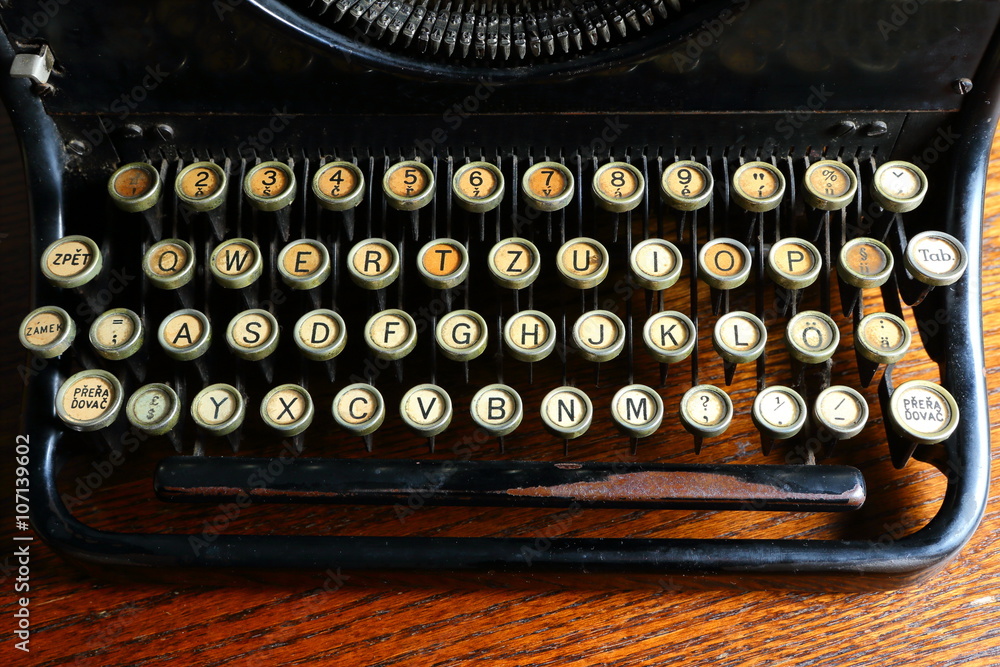 whole keyboard of mechanical typewriter Stock Photo | Adobe Stock
