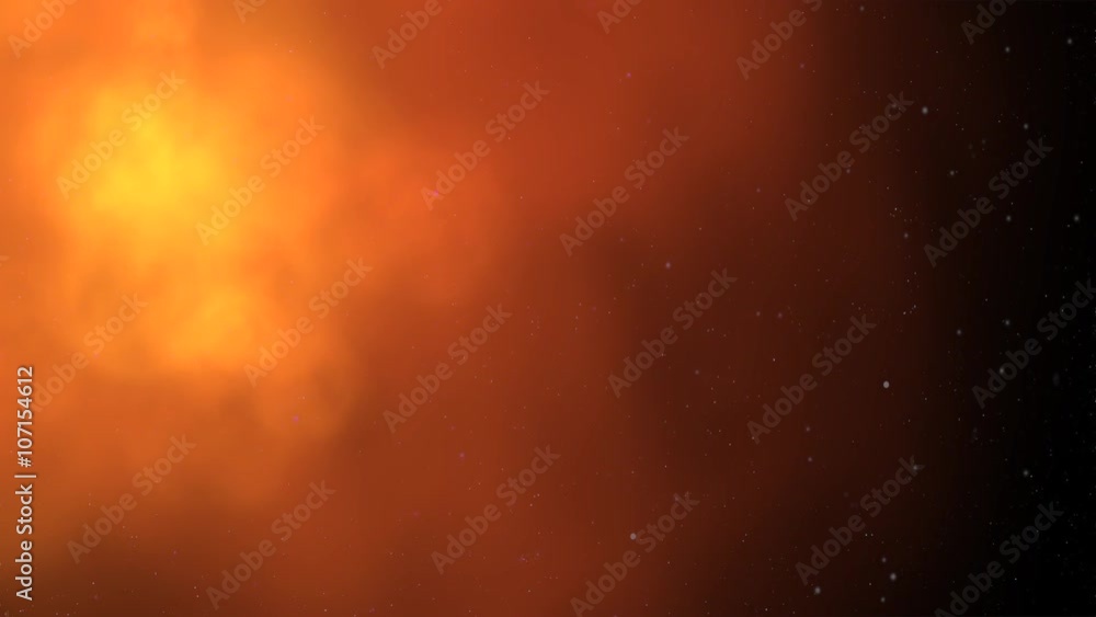 Vidéo Stock Orange gas cloud simulation with twinkling stars in night ...