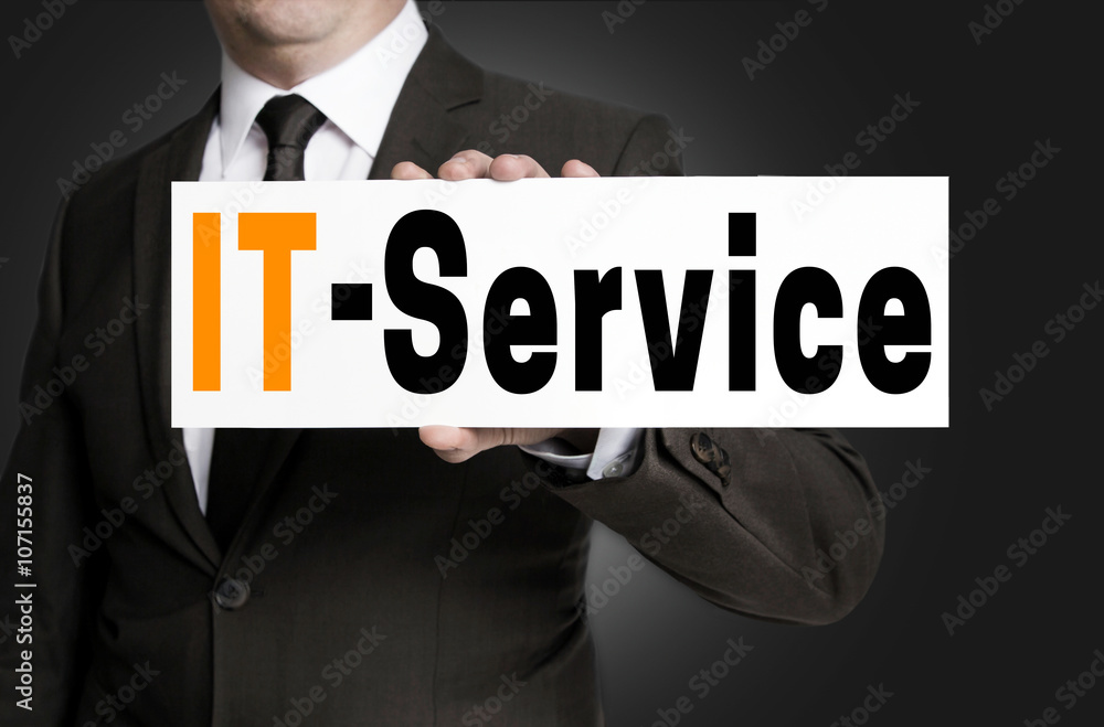 it service sign is held by businessman background Stock Photo | Adobe Stock
