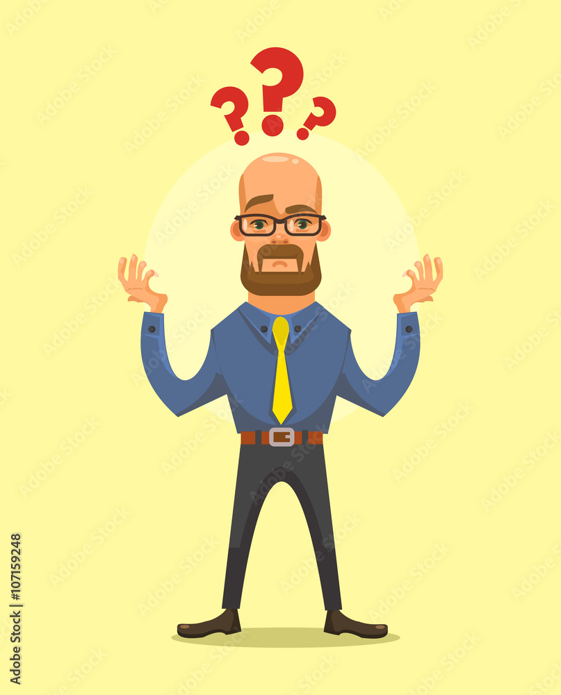 Business man thinking. Vector flat cartoon illustration Stock Vector ...