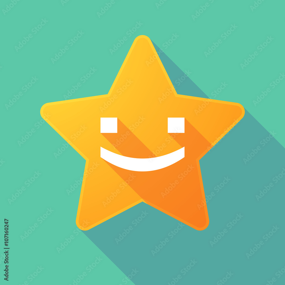 Long shadow star with a smile text face Stock Vector | Adobe Stock