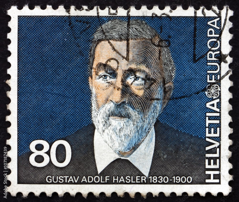 Postage stamp Switzerland 1980 Gustav Adolf Hasler Stock Photo | Adobe ...