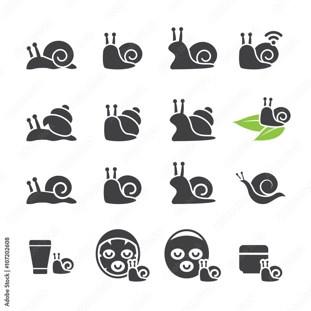 snail icon set Stock Vector | Adobe Stock