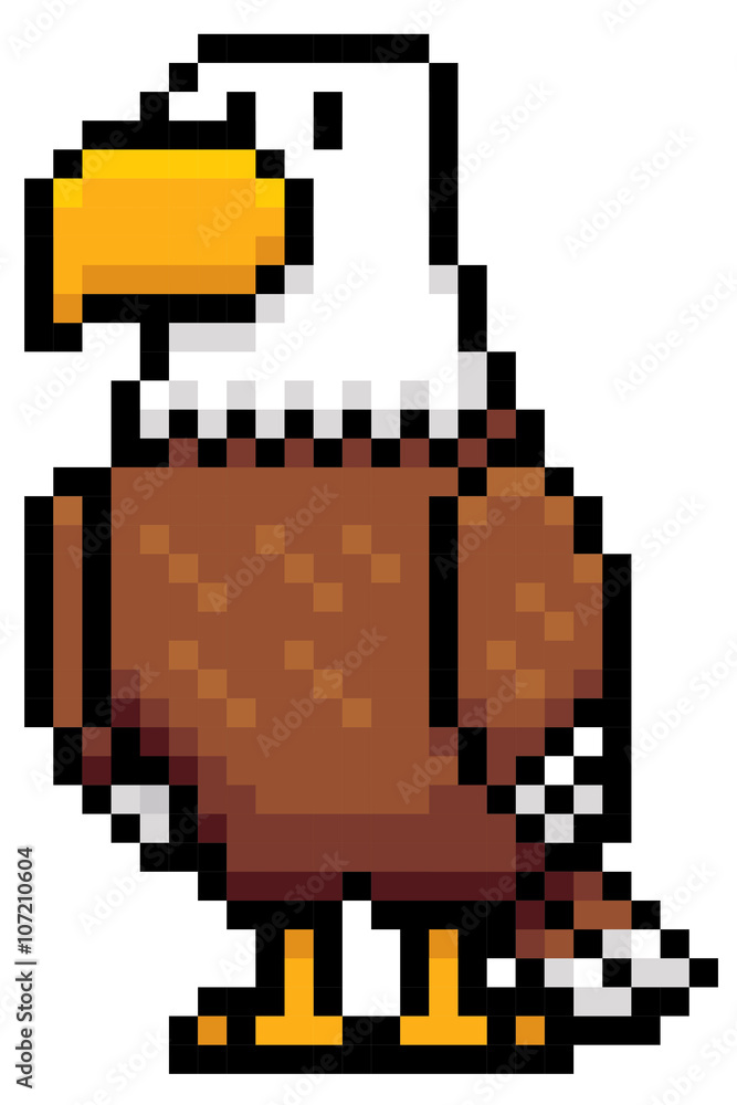 Vector illustration of Cartoon eagle - Pixel design Stock Vector ...