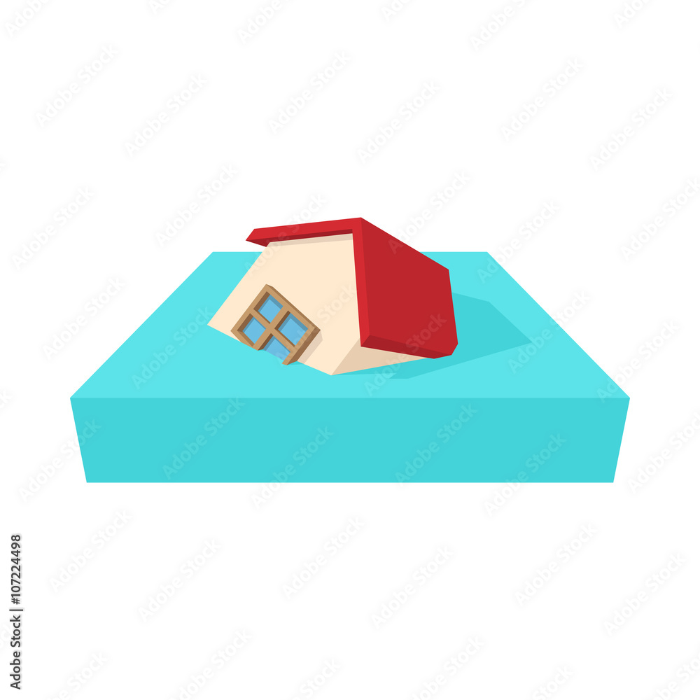 House sinking in a water icon, cartoon style Stock Vector | Adobe Stock