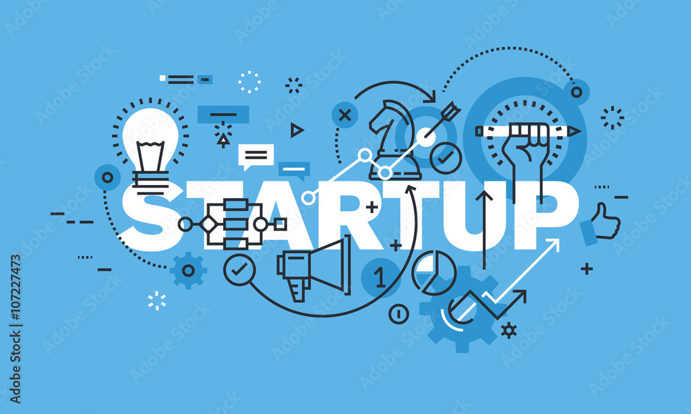 Modern thin line design concept for STARTUP website banner. Vector ...