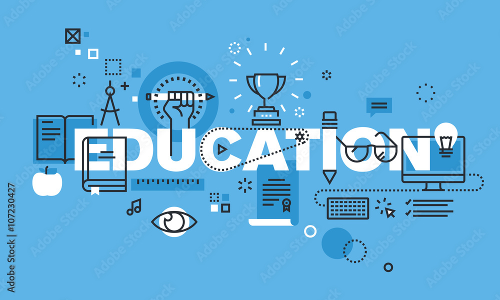 Modern thin line design concept for EDUCATION website banner. Vector ...