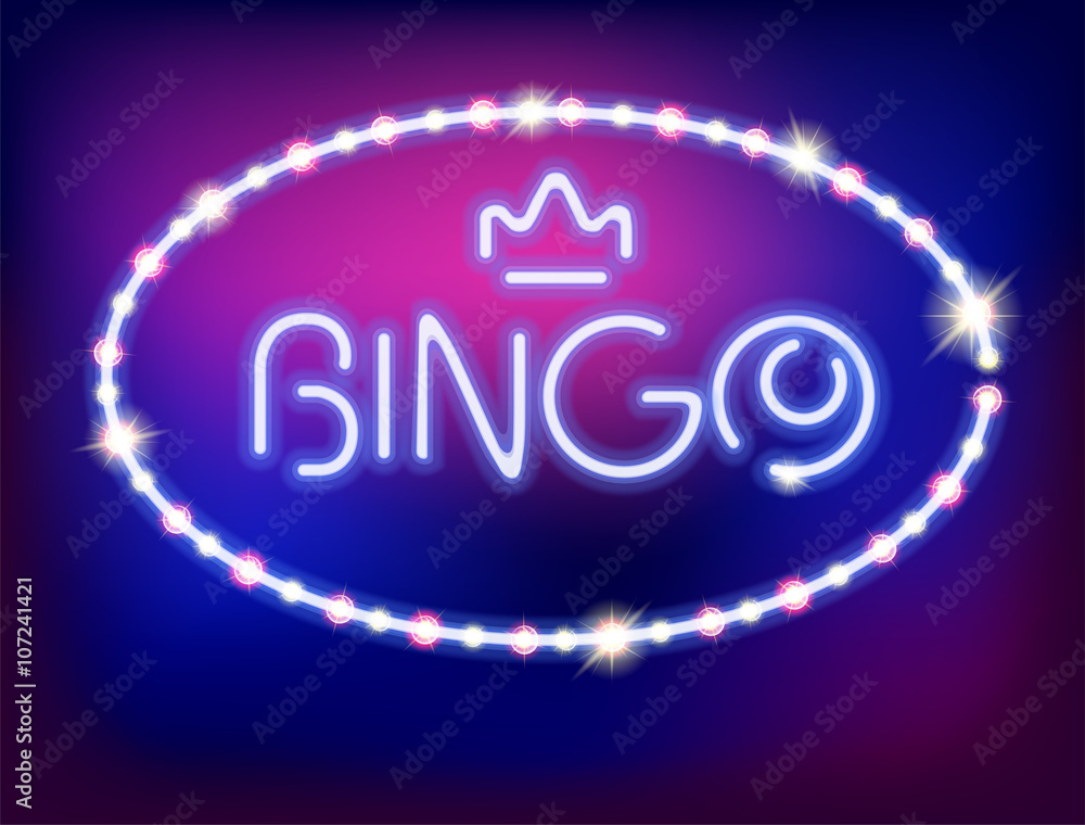 Neon Light Bingo Isolated Vector Illustration Stock Vector | Adobe Stock