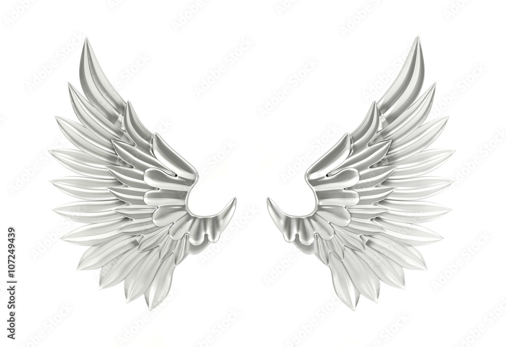 Silver wing isolated on white background Stock Illustration | Adobe Stock