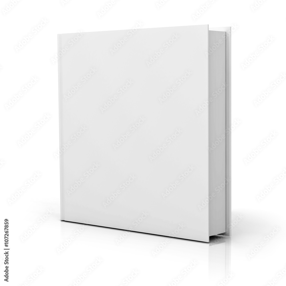 Blank square book cover over white background with reflection Stock ...
