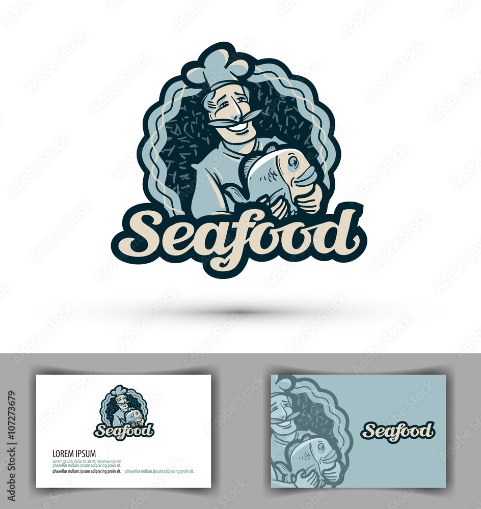 seafood vector logo. fresh fish, cooking or restaurant icon Stock ...