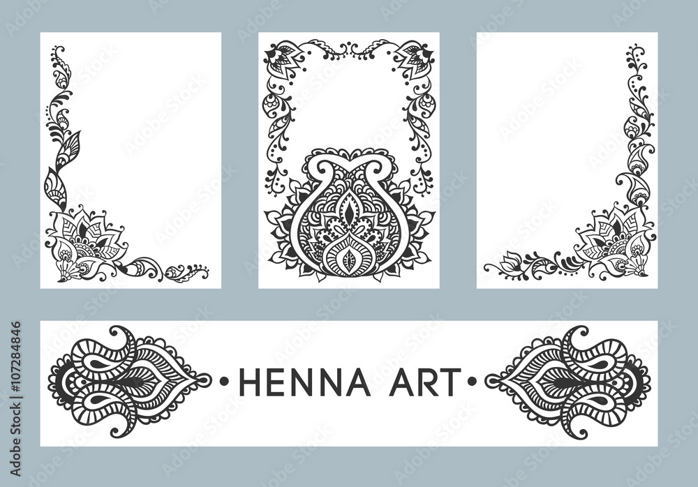 Henna vector banners Stock Vector | Adobe Stock