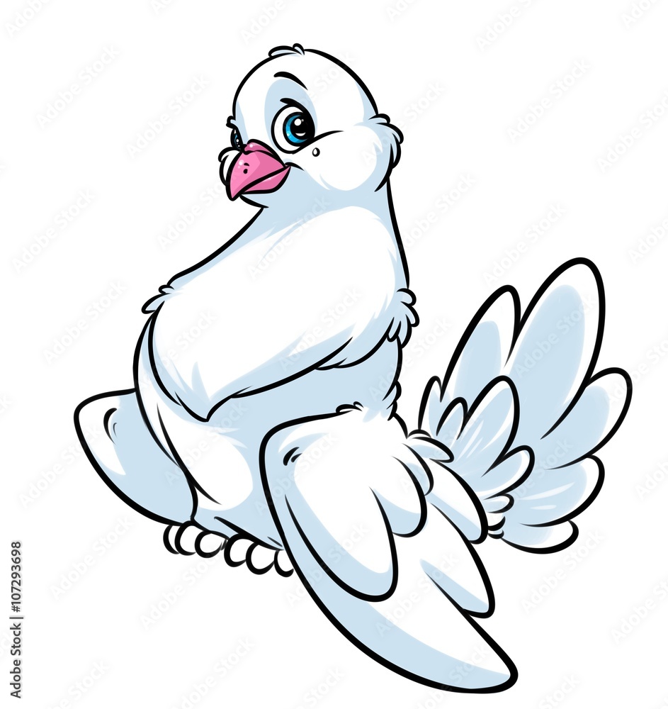 White dove cartoon illustration isolated image animal character Stock ...