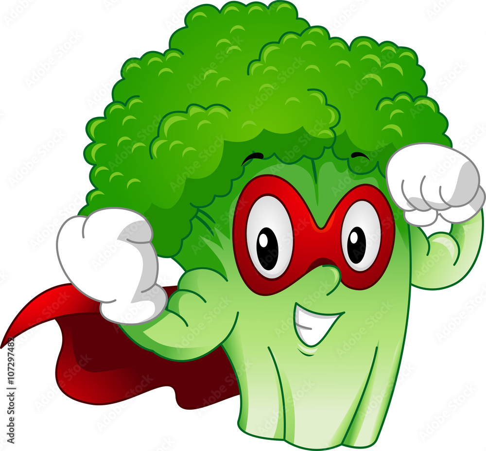 Strong Mascot Broccoli Superhero Stock Vector | Adobe Stock