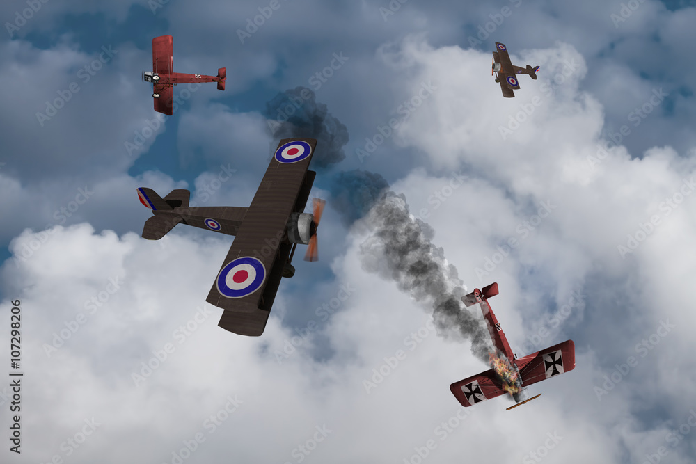 World War One Aircraft in a dogfight Stock Illustration | Adobe Stock