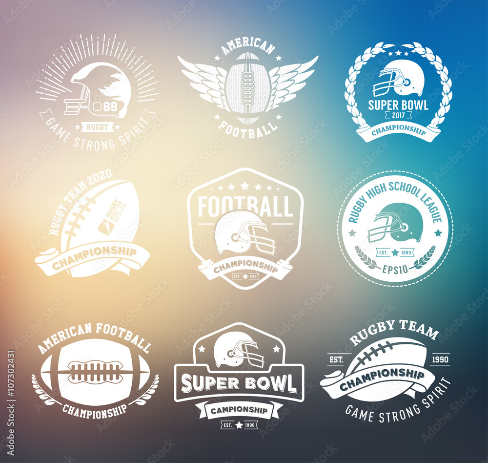 Rugby logo vector set, Football badge logo template Stock Vector ...