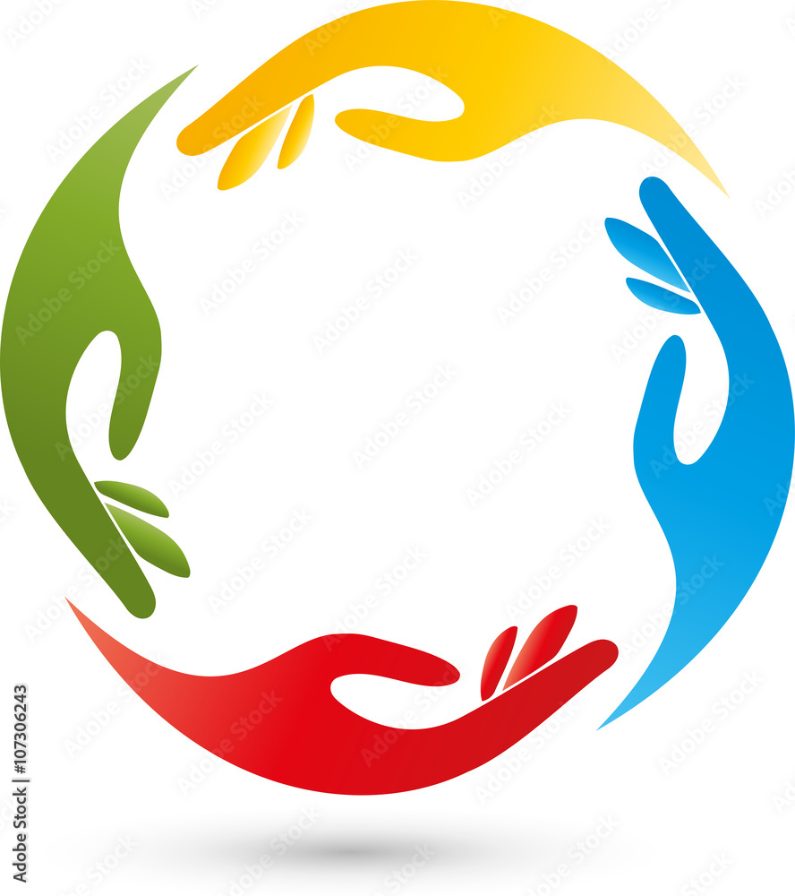 Vier Hände, Helfer, Team, Logo Stock Vector | Adobe Stock