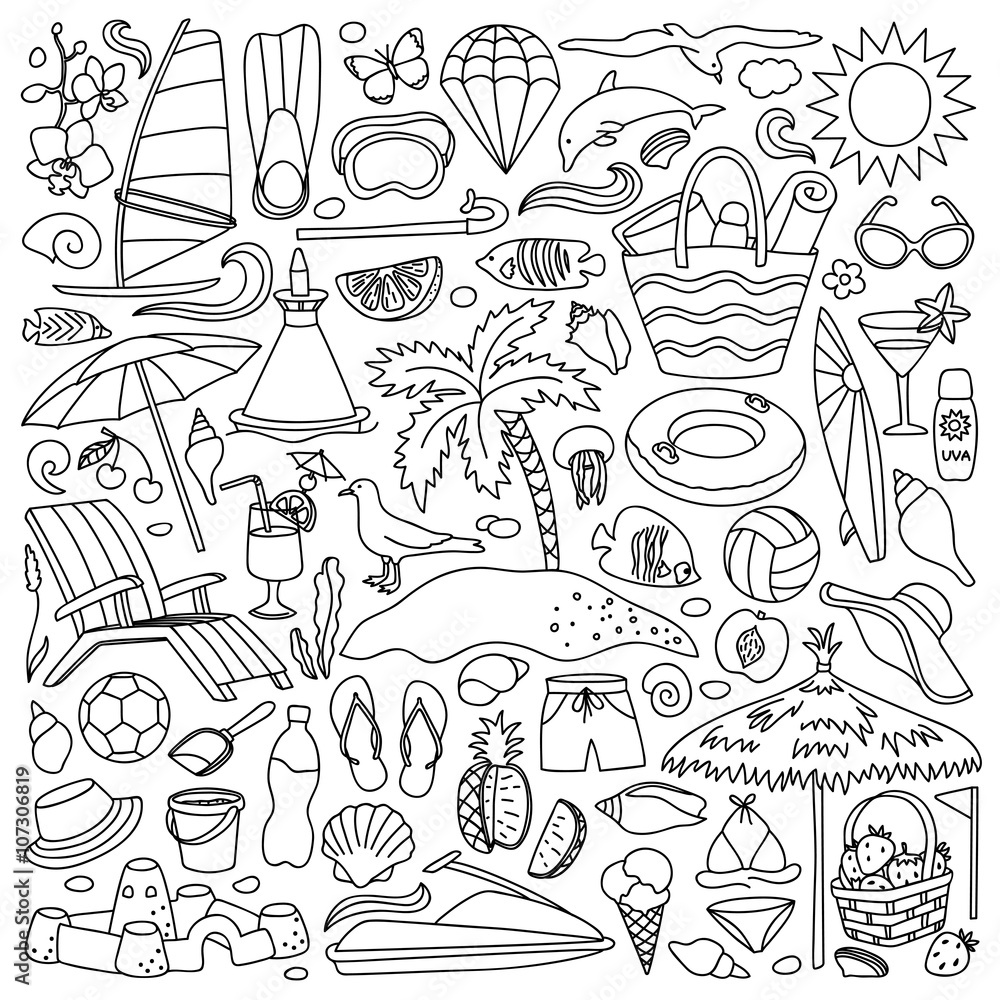 Beach Holiday Set Stock Vector | Adobe Stock