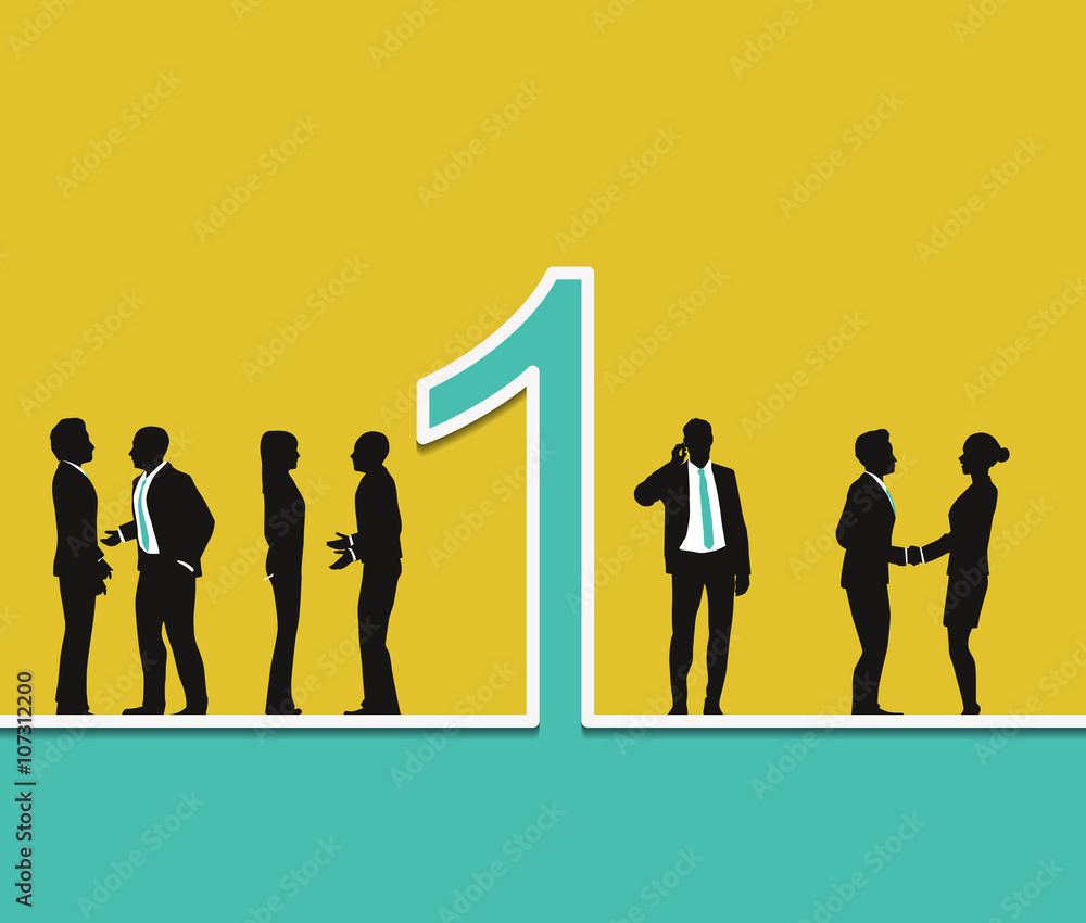 Silhouette people number 1 Design on yellow background Stock Vector ...