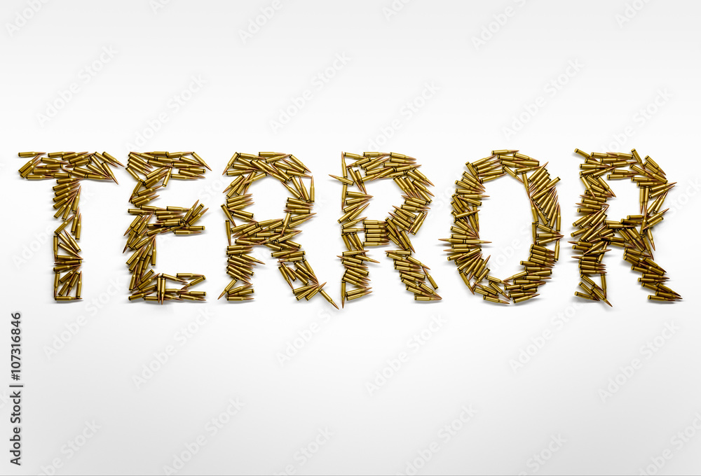 Concept of terrorism. Word Terror typed with font made of bullet Stock ...