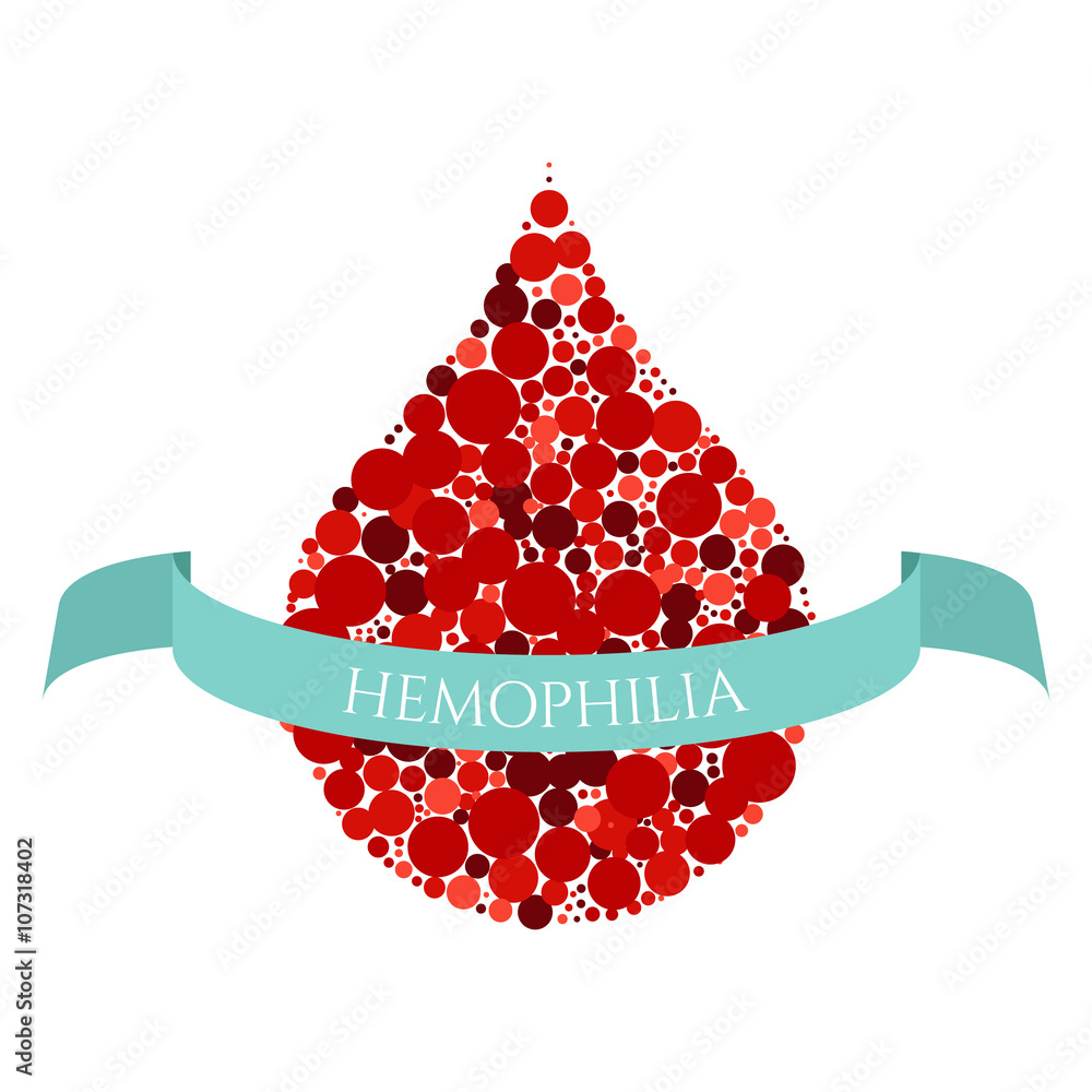 World Hemophilia Day. Drop of blood made of dots on white background ...