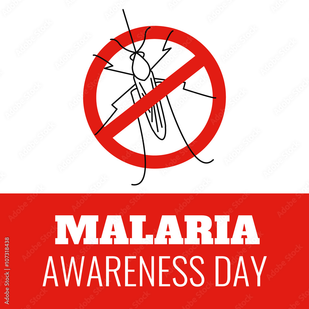 World Malaria Day concept with No mosquito sign. Mosquito warning ...