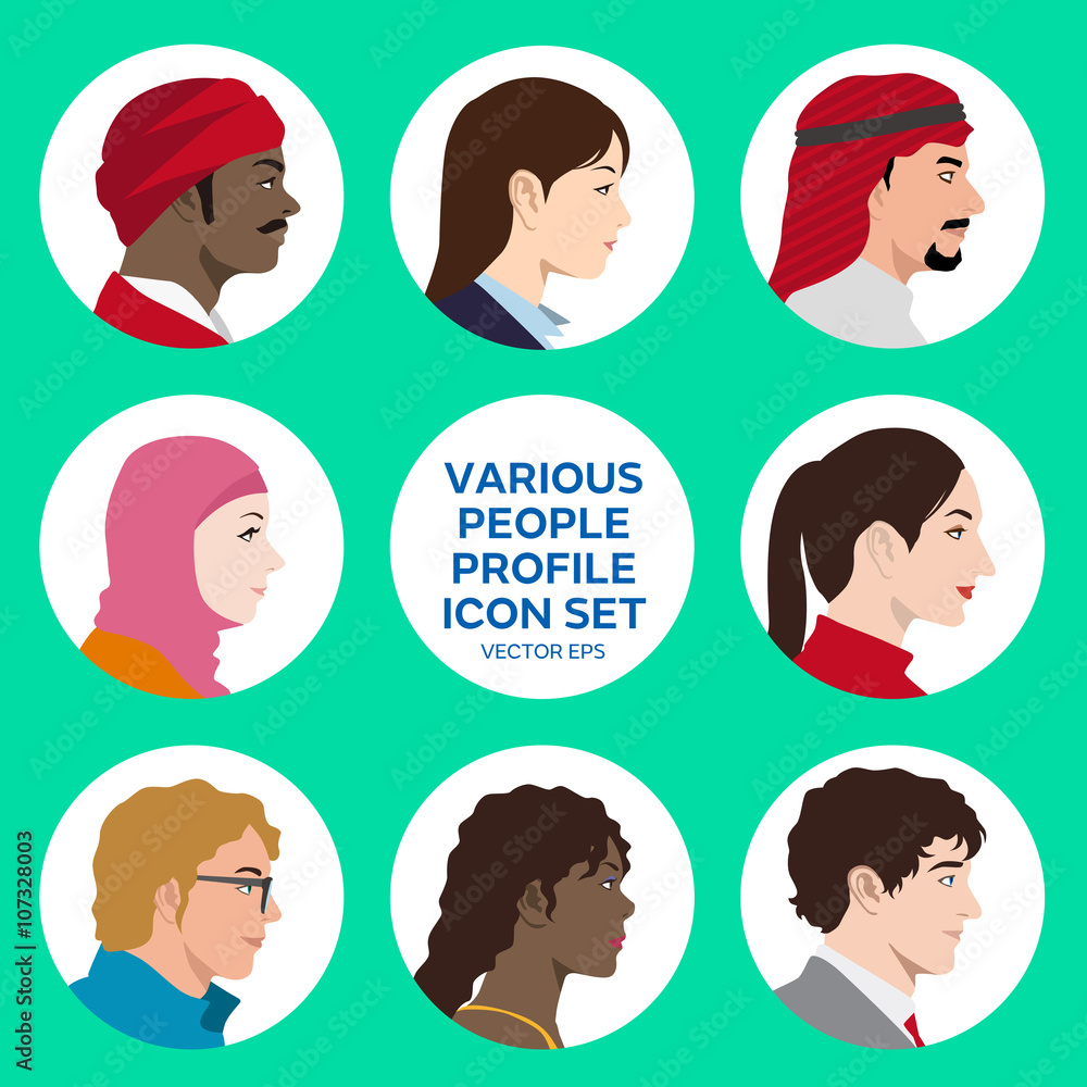 various races people profile icon, avatar, vector illustration Stock ...