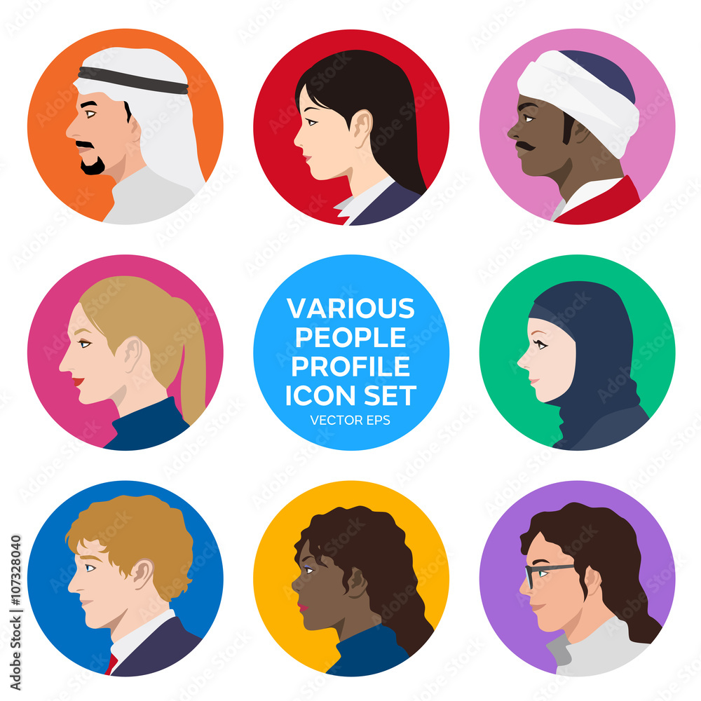 various races people profile icon, avatar, vector illustration Stock ...
