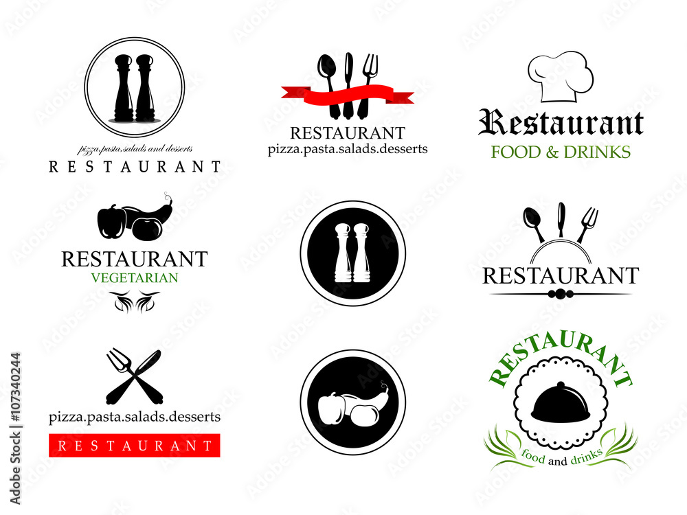 Restaurant Labels Set-Isolated On White Background-Vector Illustration ...