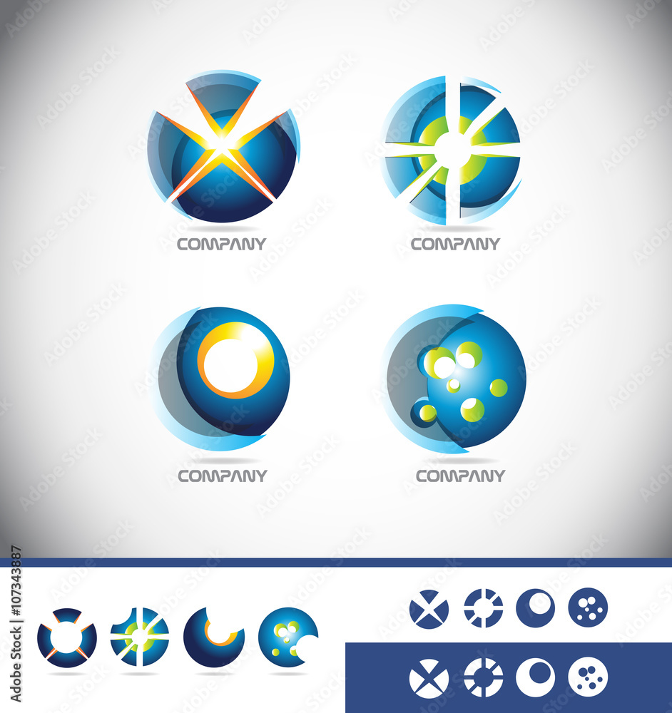Sphere 3d logo icon set Stock Vector | Adobe Stock