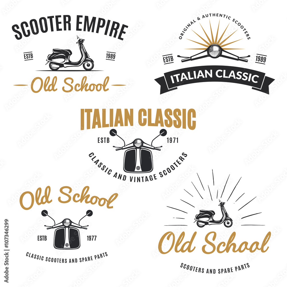 Set of classic scooter emblems, icons and badges. Stock Vector | Adobe ...