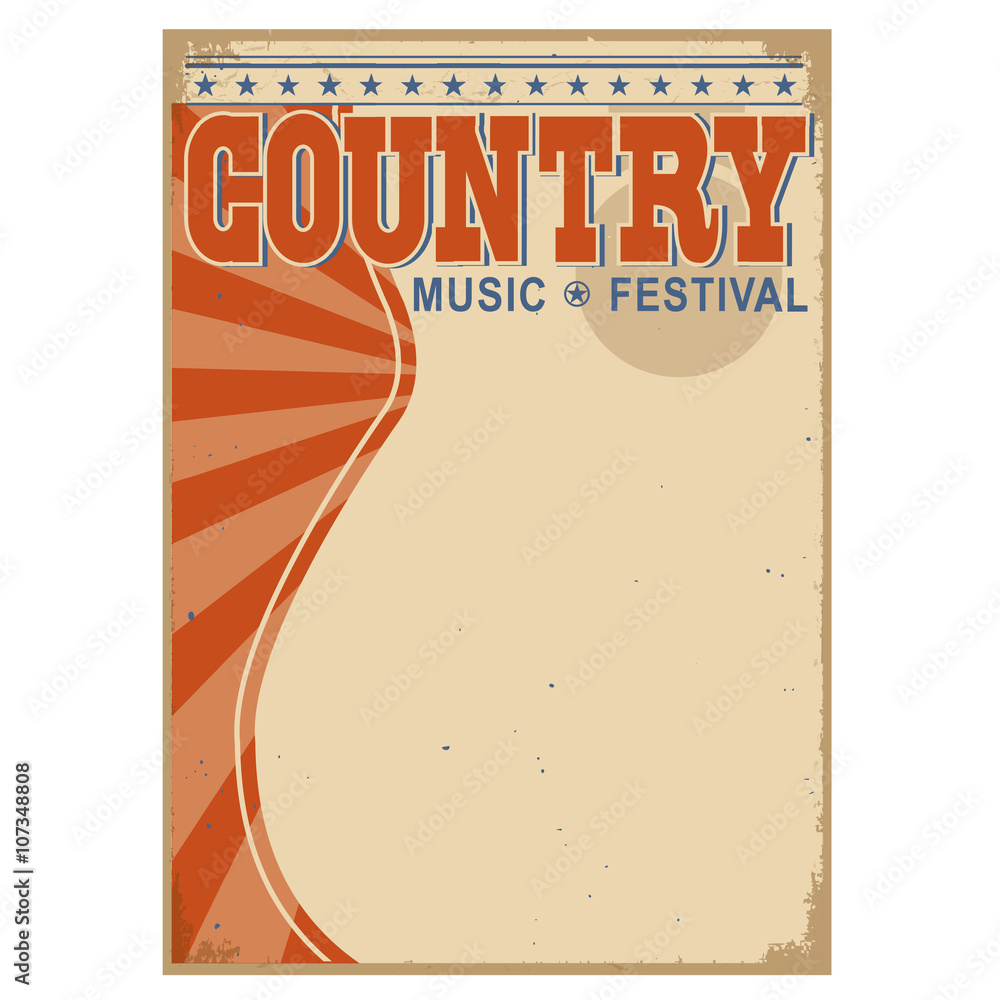 Country music background with text.Vector old poster Stock Vector ...