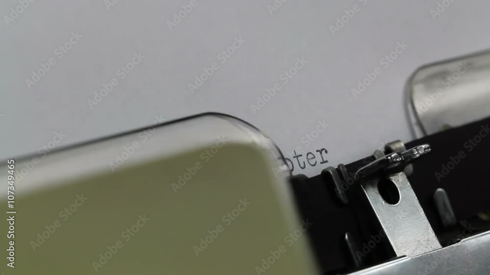 Chapter One title typed out letter by letter on an old typewriter ...