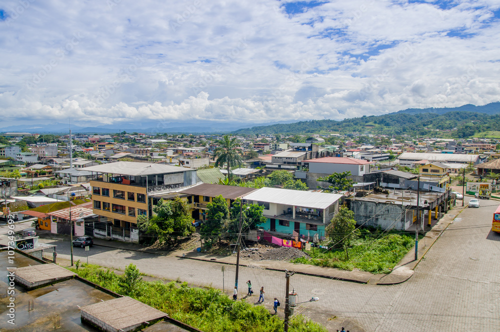 Great overview showing the city of Tena from above, located in ...