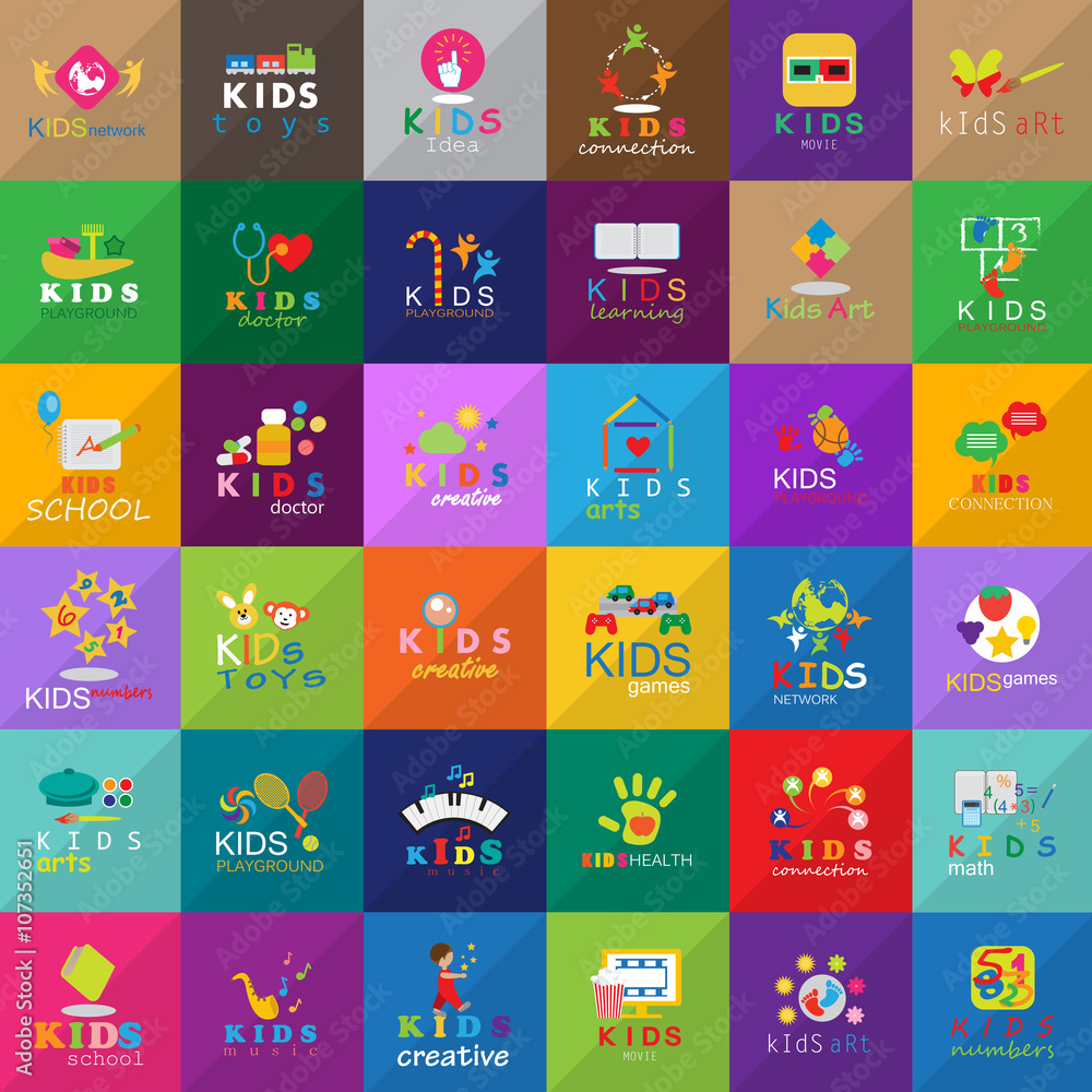 Children Icons Set-Isolated On Mosaic Background.Vector Illustration ...