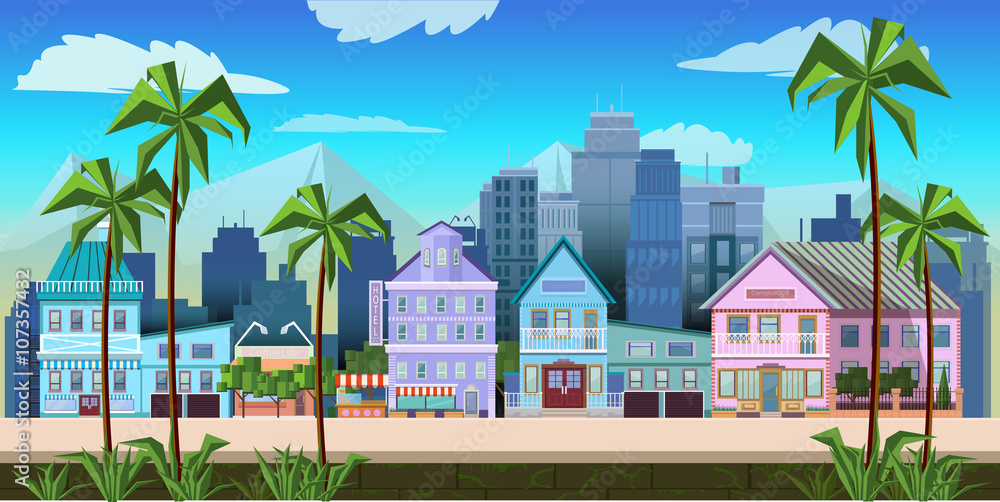 City Game Background 2d game application. Vector design. Tileable ...