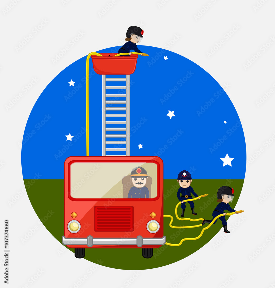 Fire-Brigade Team Vector Illustration Stock Vector | Adobe Stock